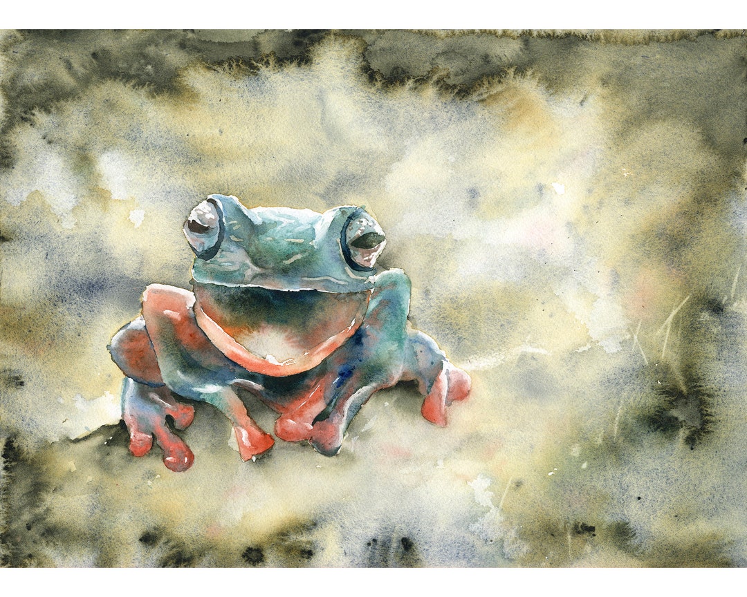 Watercolor Painting Frog Artwork, Colorful Fine Art Wildlife Painting ...