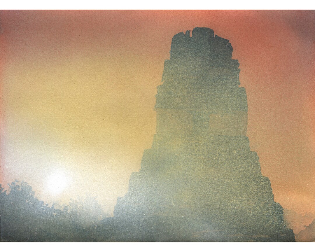 Original Art Tikal Mayan Ruins Sunset Travel Essentials Handmade Item ...