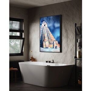 Watercolor Painting Tikal Guatemala Ruins Central America Archaeology ...