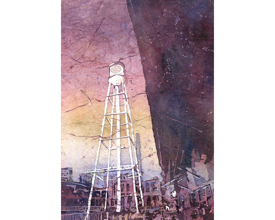 Watercolor Painting Durham NC Skyline Art, Trendy Wall Art Colorful ...