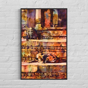Colorful Watercolor Painting Hindu Temple Kathmandu Nepal Artwork ...
