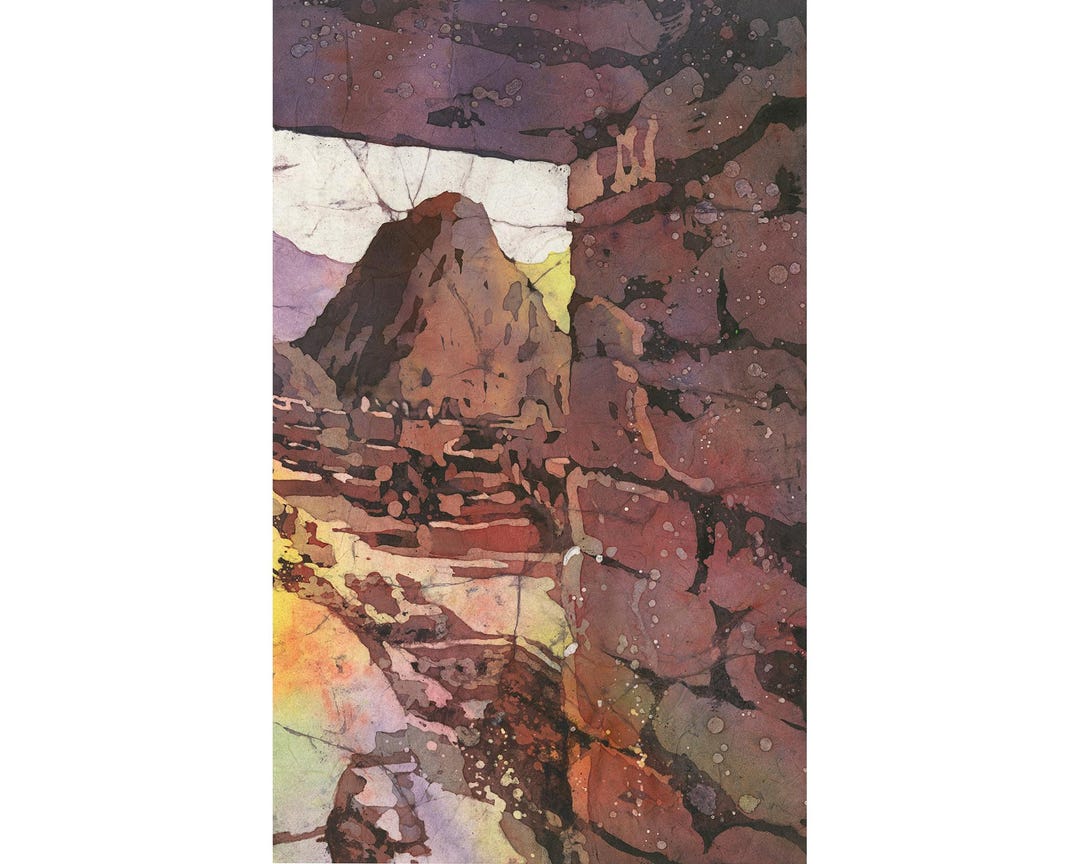 Machu Picchu Watercolor Painting: Peruvian Landscape Art, Inca Trail ...