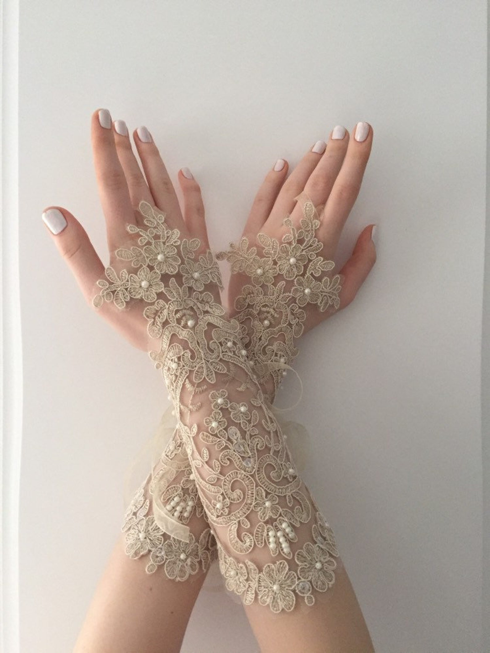 Wedding Gloves Bridal Gold Champagne Gloves Bridal Long - Etsy