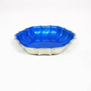 Silver Plated Blue Enamel Dish Duracolor International Silver - Etsy