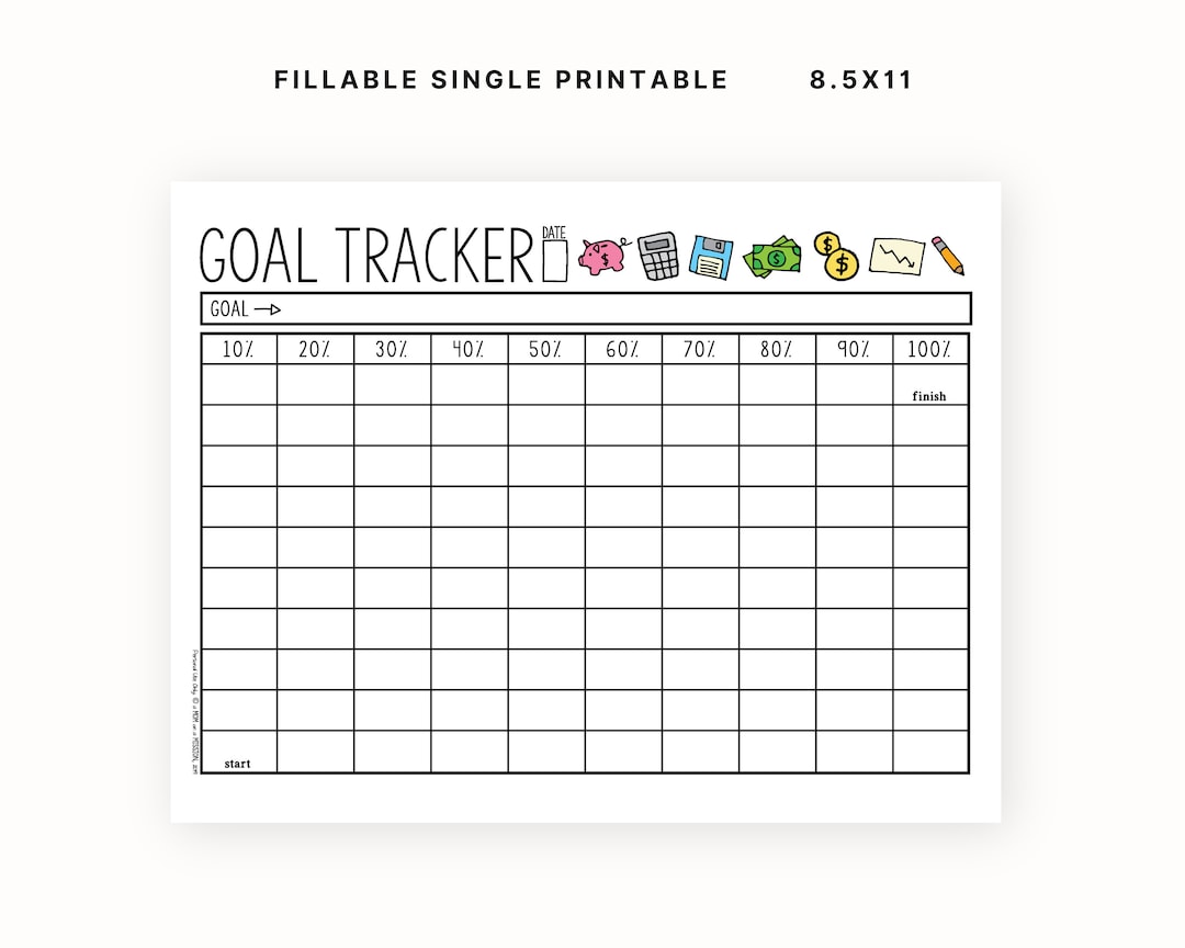 Financial Goal Tracker | Debt or Savings Thermometer | Printable and ...