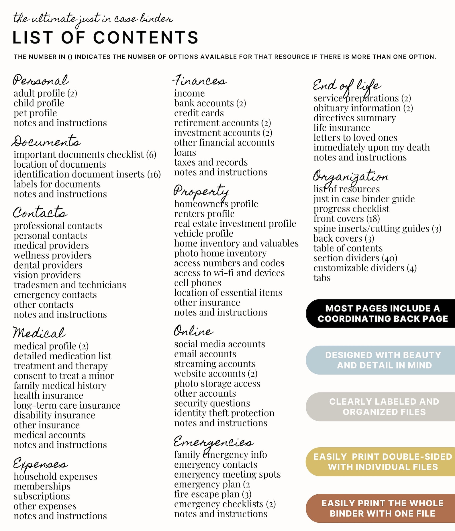 The Ultimate Just in Case Binder: an Emergency and End of Life Planner ...