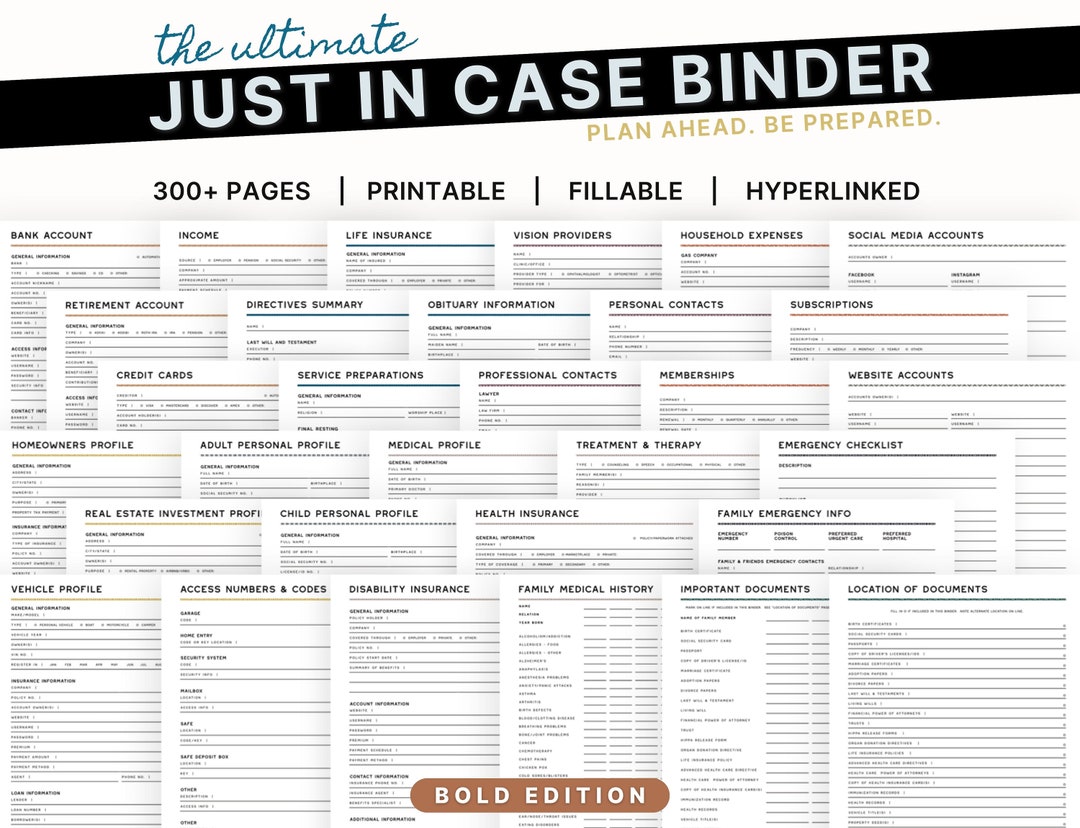 The Ultimate Just in Case Binder: an Emergency and End of Life Planner ...