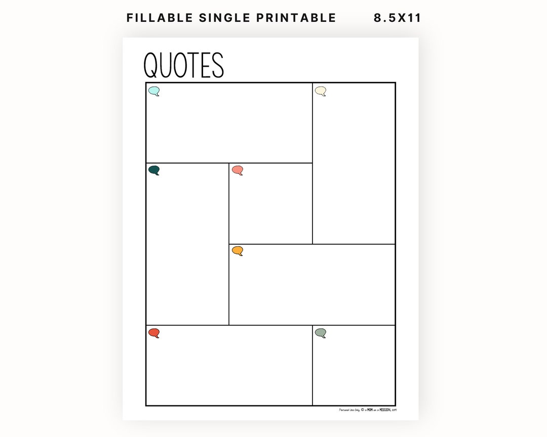 Quotes to Remember Tracker | Printable and Fillable PDF - Etsy