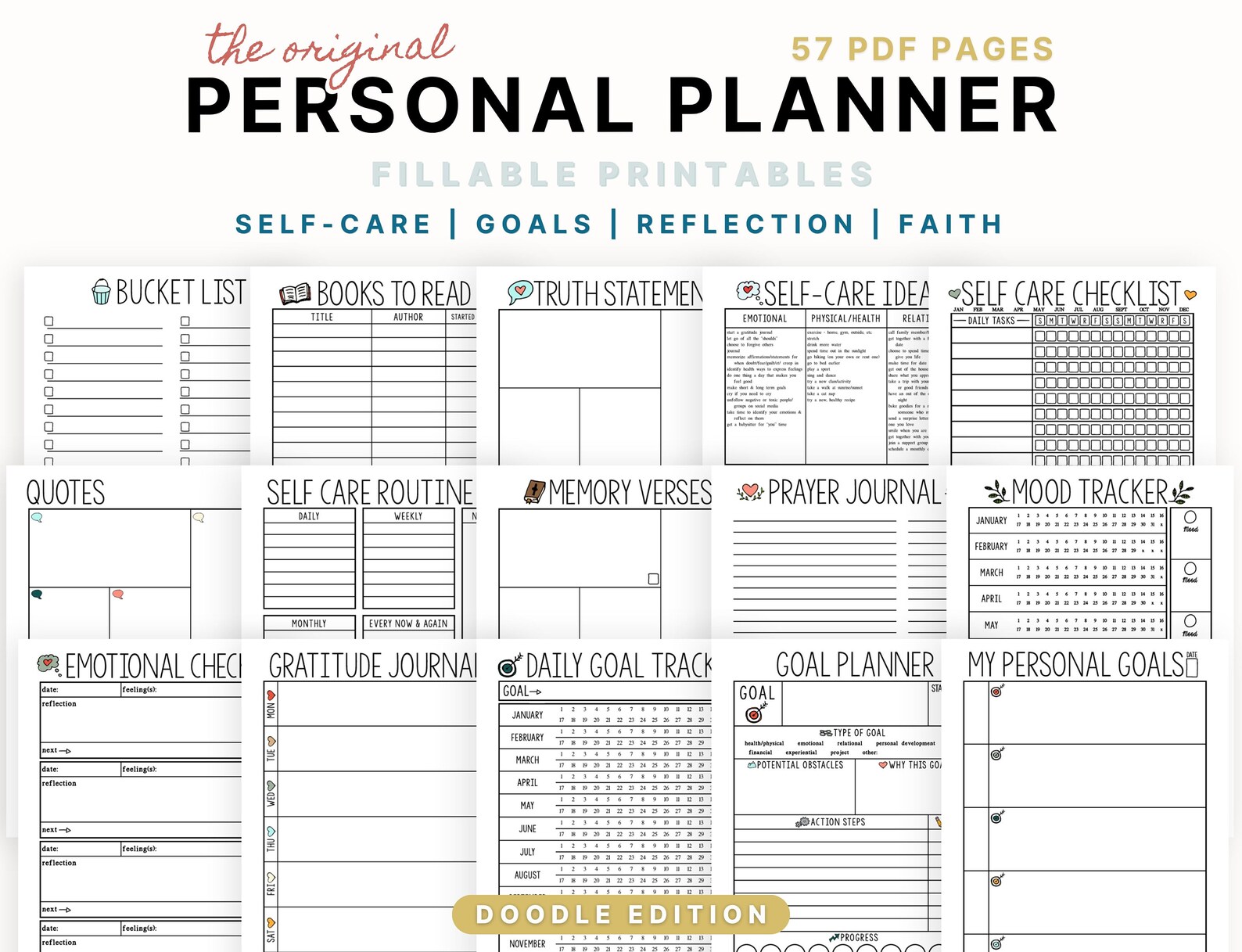 Personal Planner Printables Self-care Checklists Gratitude Journal ...