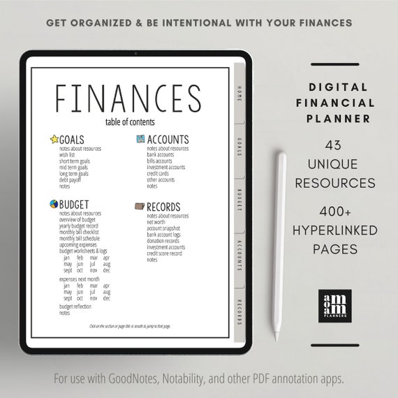 Digital Budget Financial Planner for Goodnotes Notability on - Etsy