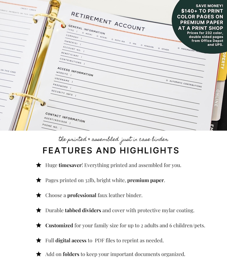 Just in Case Binder (bold Edition) | Printed & Assembled | Over 200 ...