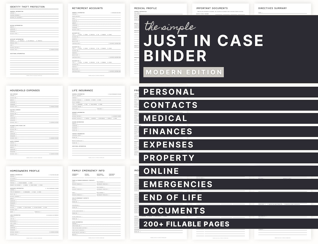 The Simple Just in Case Binder (modern Edition) | an Emergency and End ...