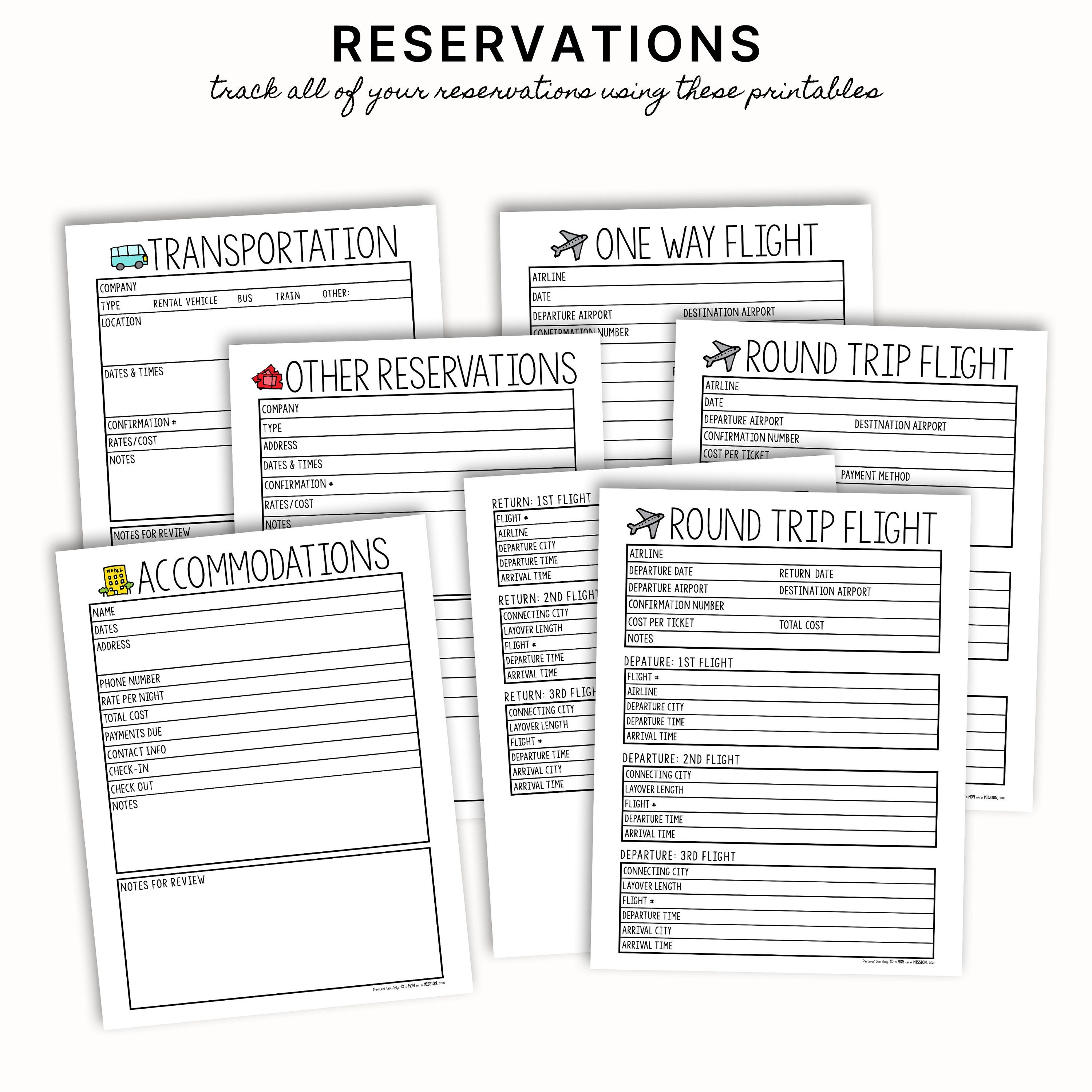 Travel Planner Printables Family Vacation Trip Itinerary Getaway Plans ...