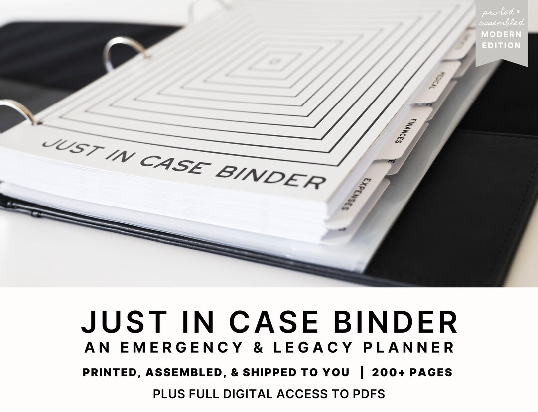Just in Case Binder (modern Edition) | Printed & Assembled | an ...