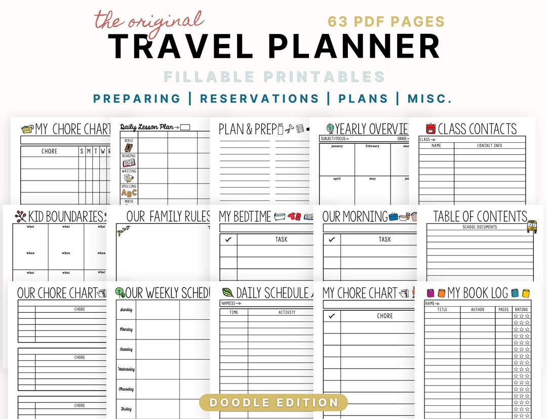 Travel Planner Printables Family Vacation Trip Itinerary Getaway Plans ...