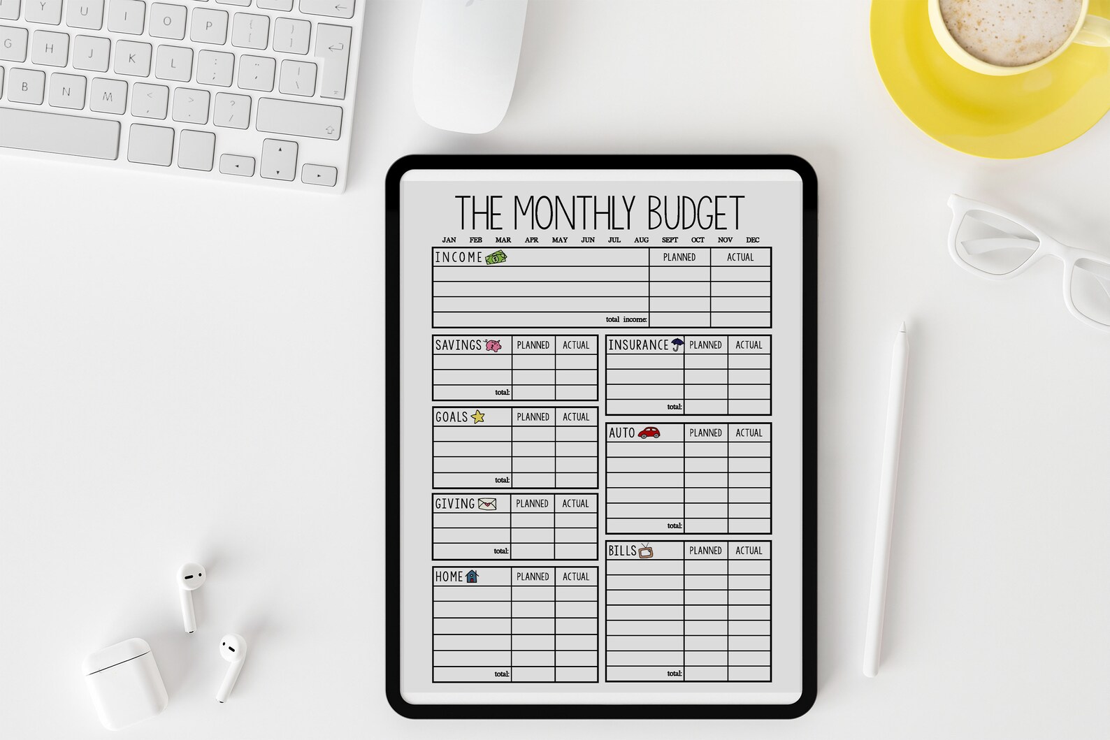 Monthly Budget Planner | Printable and Fillable PDF - Etsy