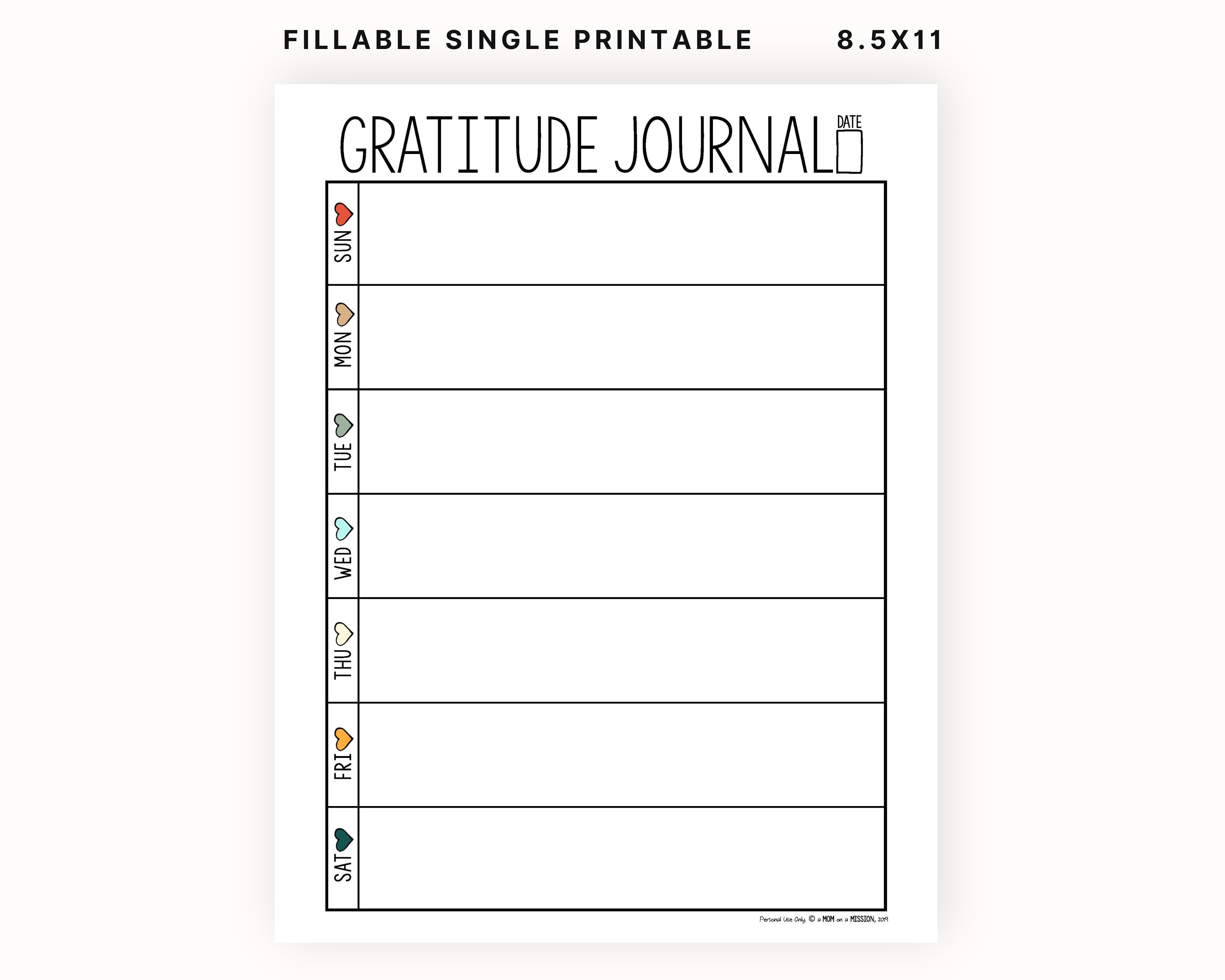 Weekly Gratitude Journal Printable and Fillable PDF - Etsy