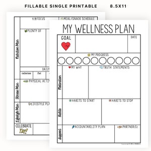 My Wellness Plan | Printable and Fillable PDF - Etsy