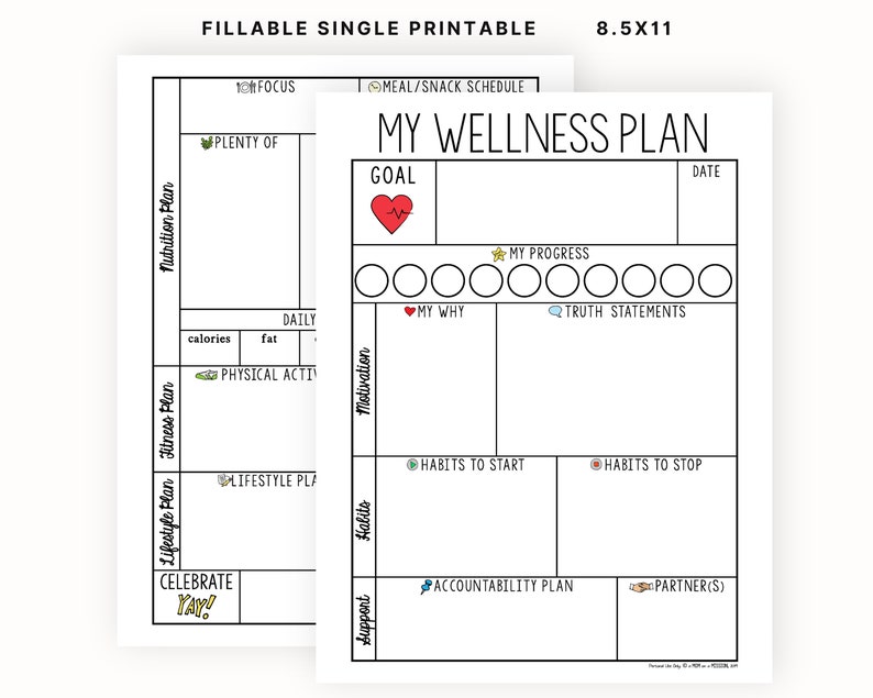My Wellness Plan | Printable and Fillable PDF - Etsy