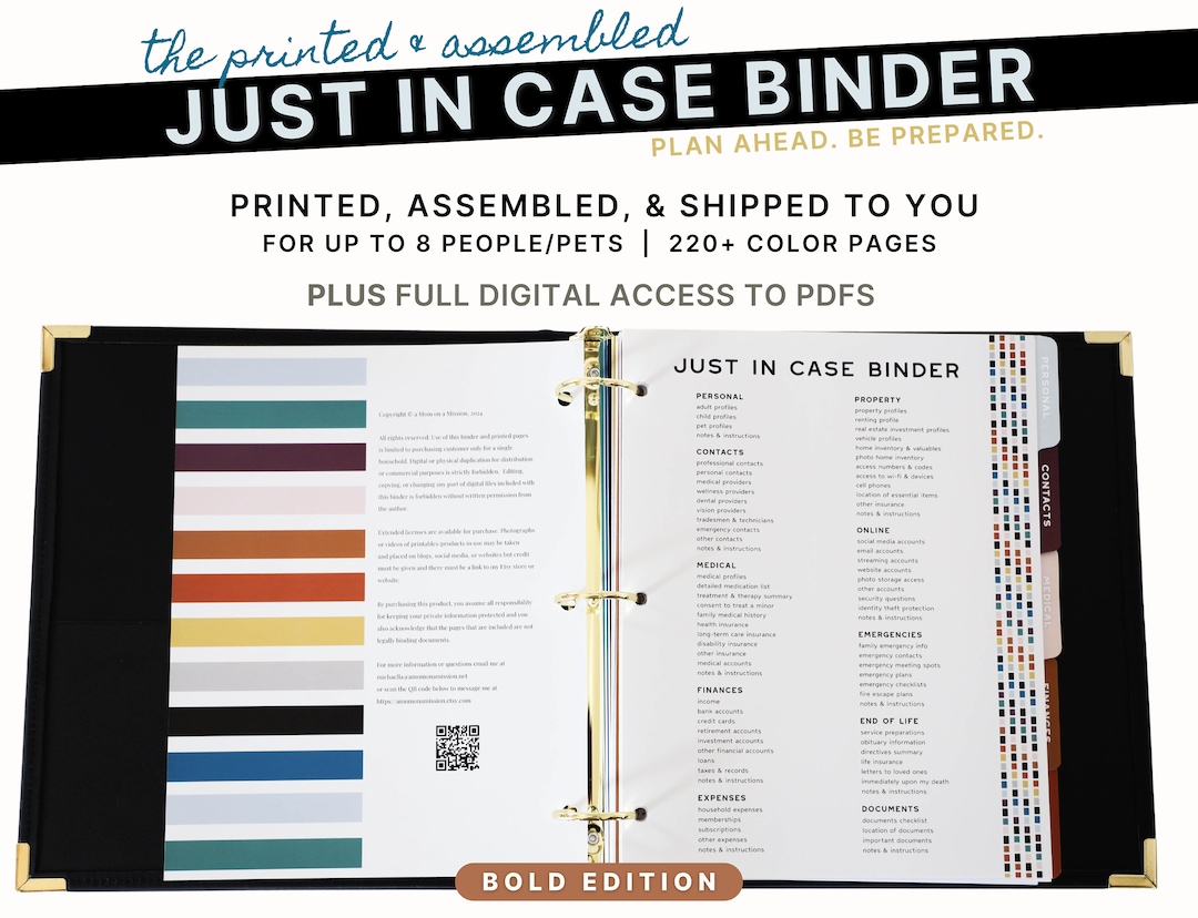 The Printed & Assembled Just in Case Binder (bold Edition): an ...
