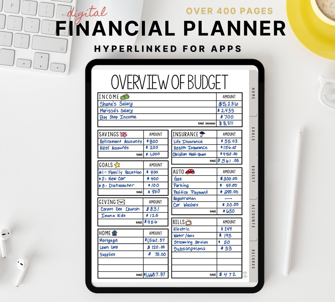 Digital Budget Financial Planner for Goodnotes, Notability on Ipads ...