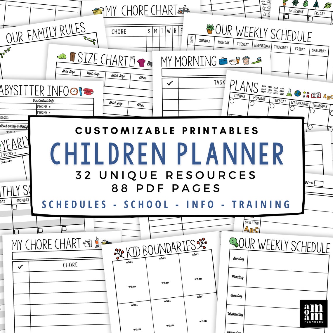 Children Planner Printables School Documents Family - Etsy