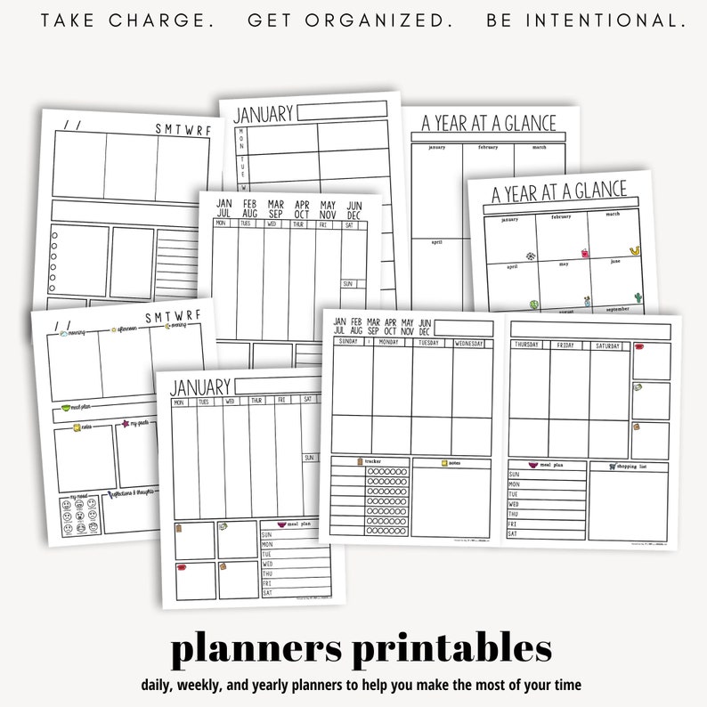 Productivity Planning Printables Daily Weekly & Yearly - Etsy