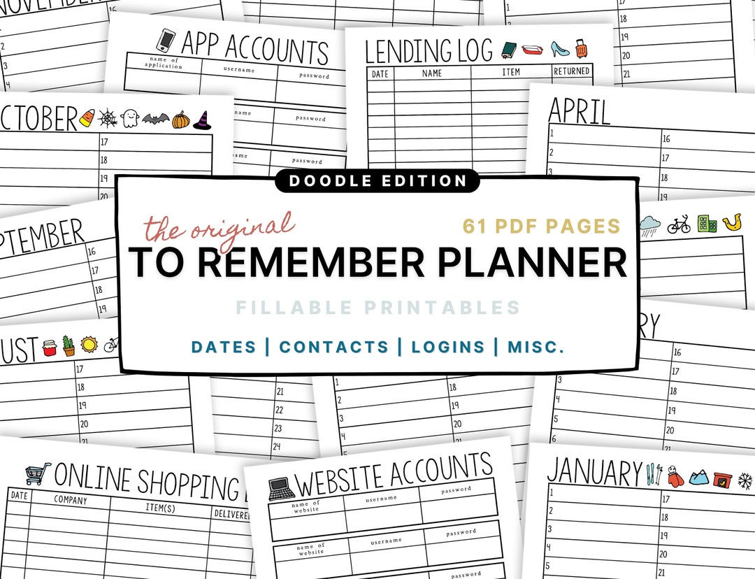 To Remember Printable Planner - Etsy
