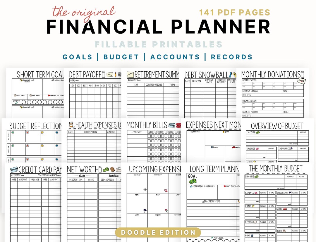 Financial Planner Printable Monthly Budget Finance Money Tracker Debt ...