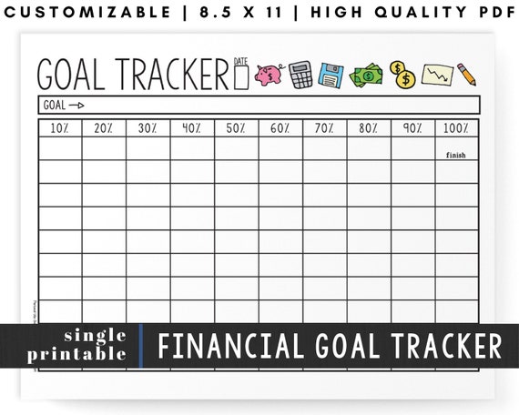 Financial Goal Tracker Debt or Savings Thermometer | Etsy