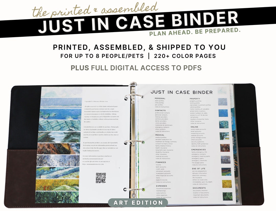 The Printed & Assembled Just in Case Binder (art Edition): an Emergency ...