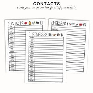 To Remember Planner Printables | Contacts | Address Book | Important ...
