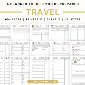 Travel Planner Printable Vacation Trip Itinerary Digital Fillable PDF ...