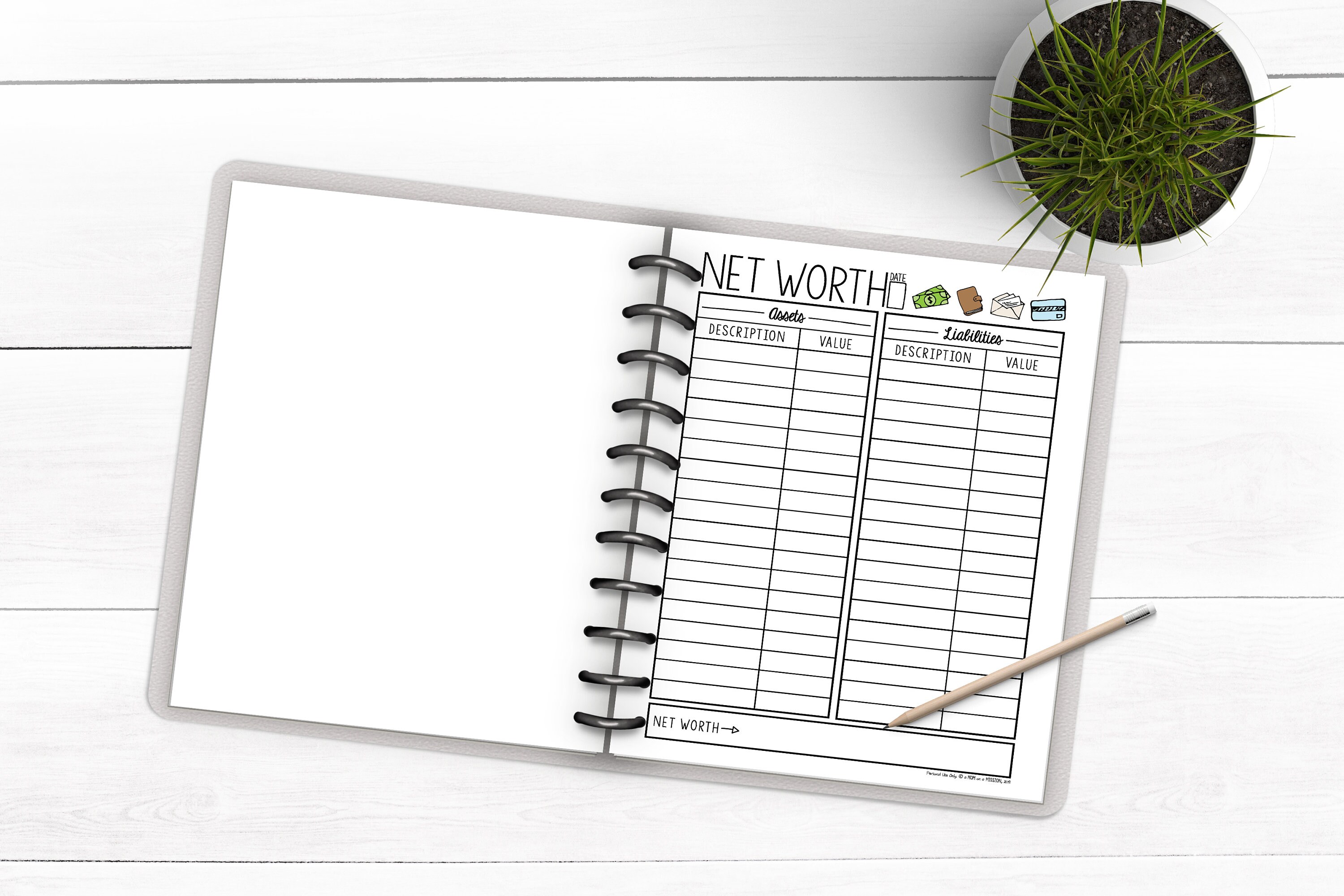 Net Worth Worksheet | Printable and Fillable PDF - Etsy