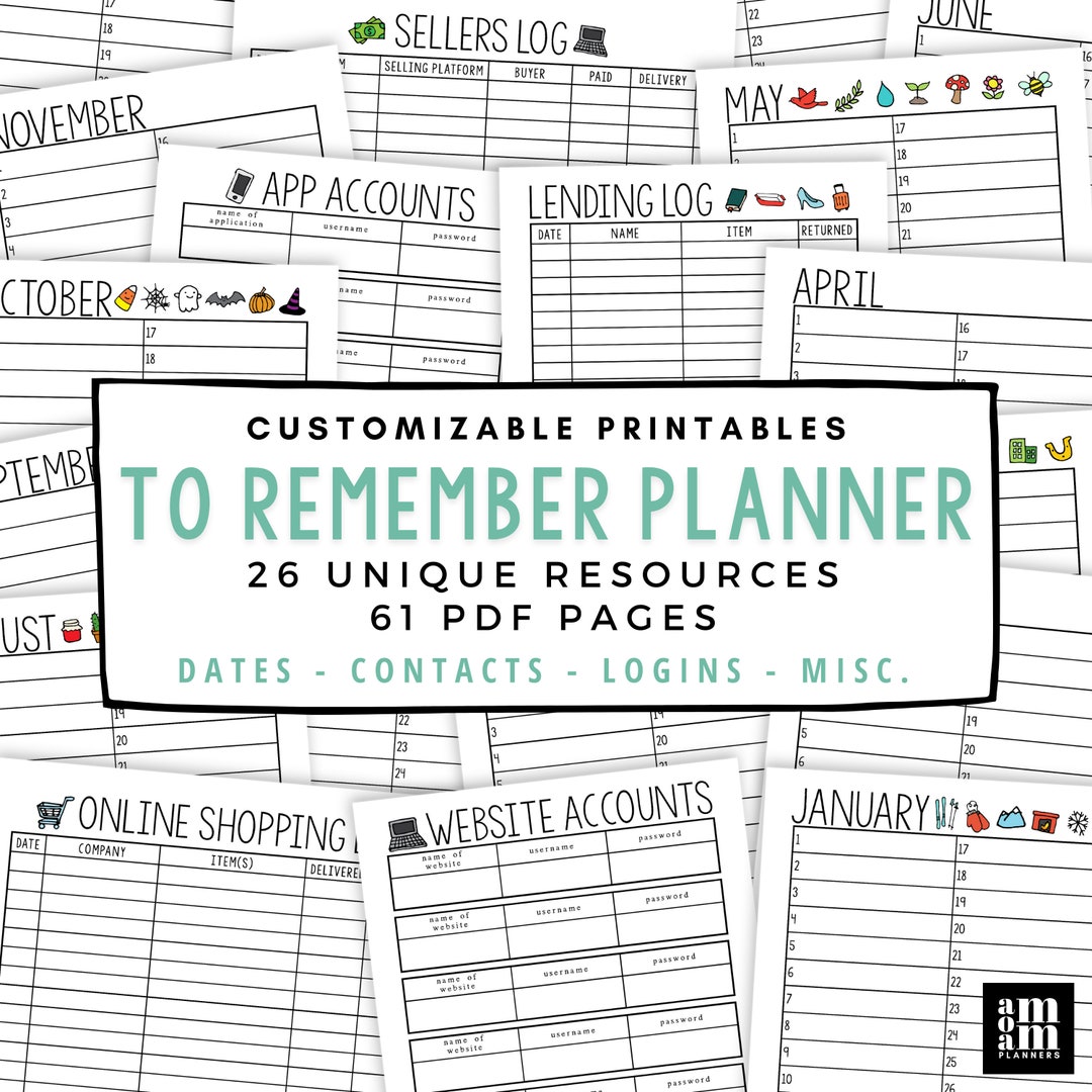 To Remember Planner Printables Contacts Address Book - Etsy
