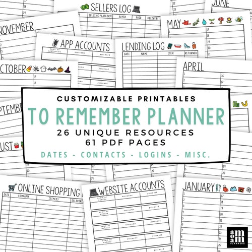 To Remember Planner Printables Contacts Address Book - Etsy