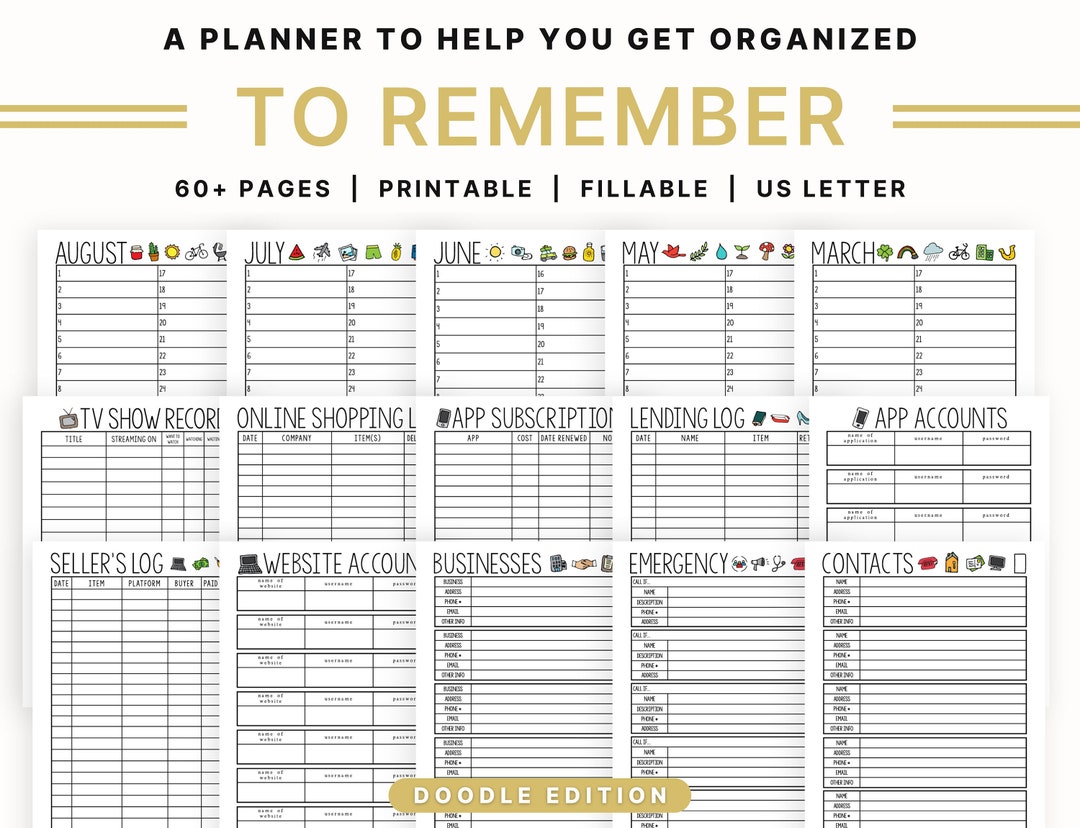 To Remember Printable Planner - Etsy