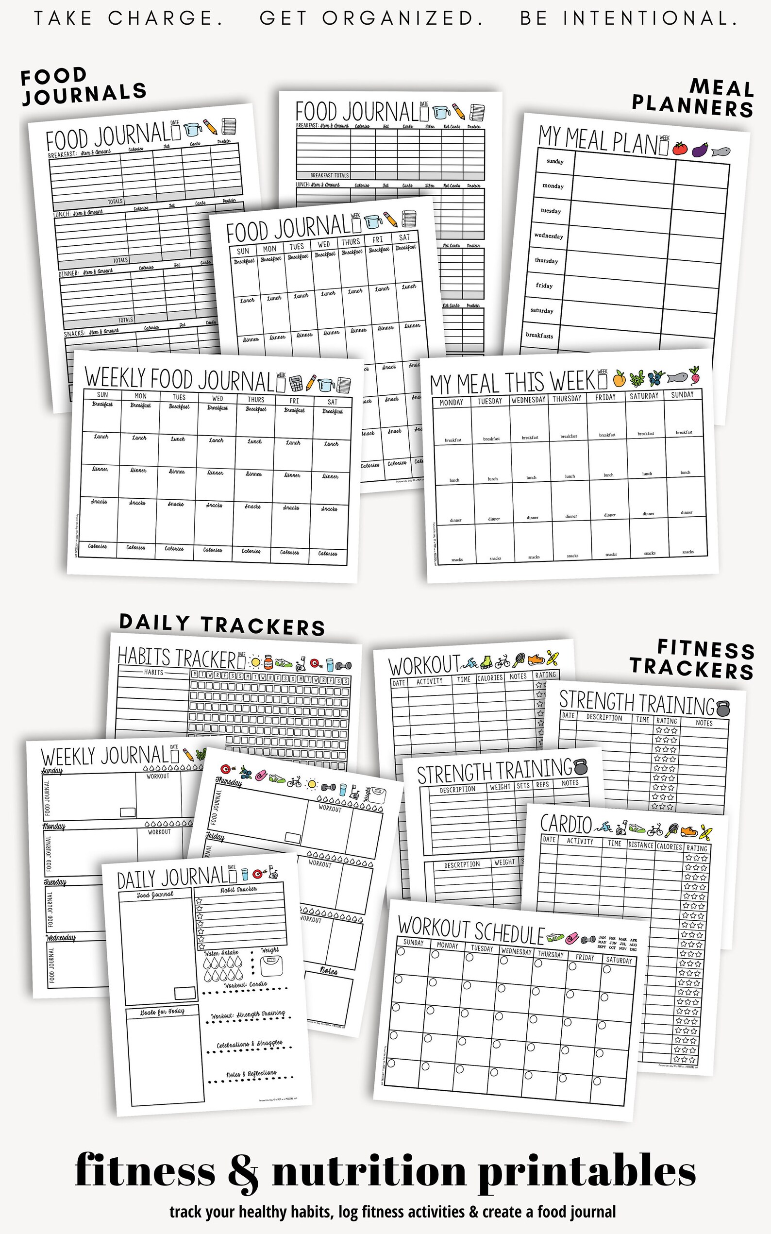 Health & Wellness Planner Printables Fitness Nutrition - Etsy