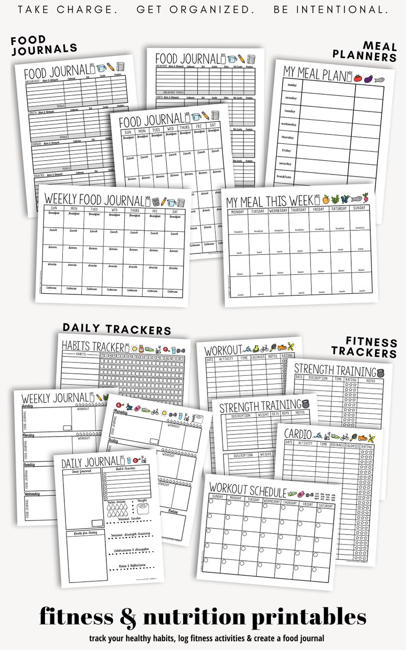 Health & Wellness Planner Printables Fitness Nutrition - Etsy