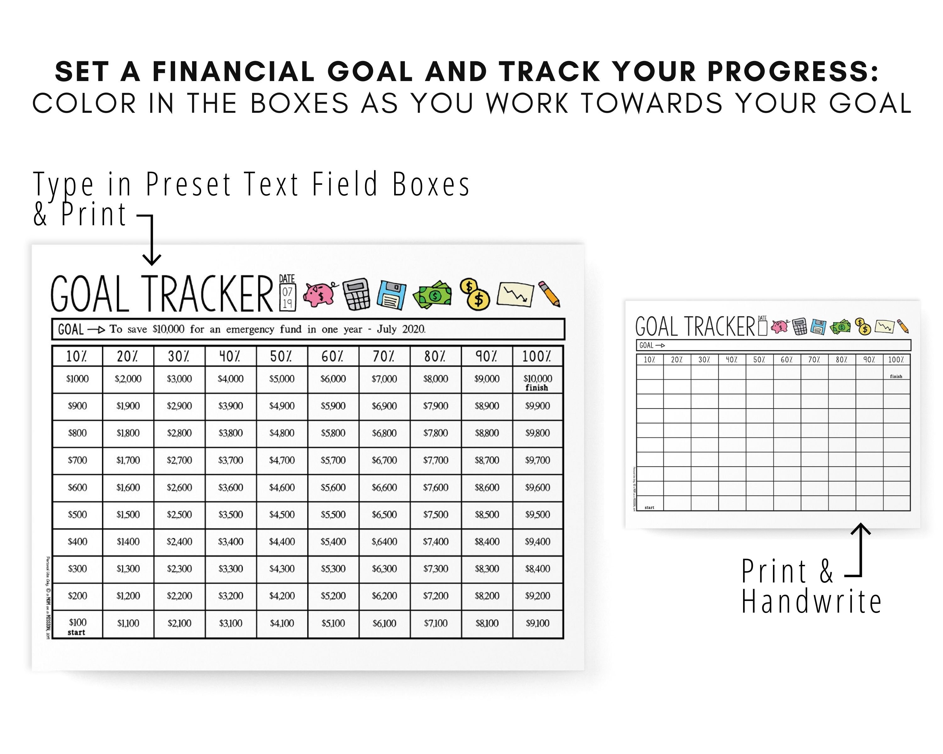 Financial Goal Tracker Debt or Savings Thermometer Printable and ...