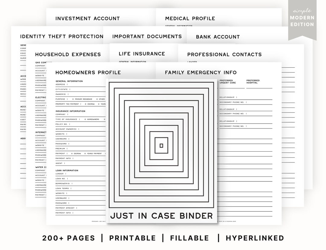 The Simple Just in Case Binder (modern Edition) | an Emergency and End ...