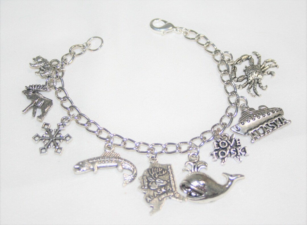 Alaska Charm Bracelet, Stainless Steel Alaska Bracelet, Alaska State ...