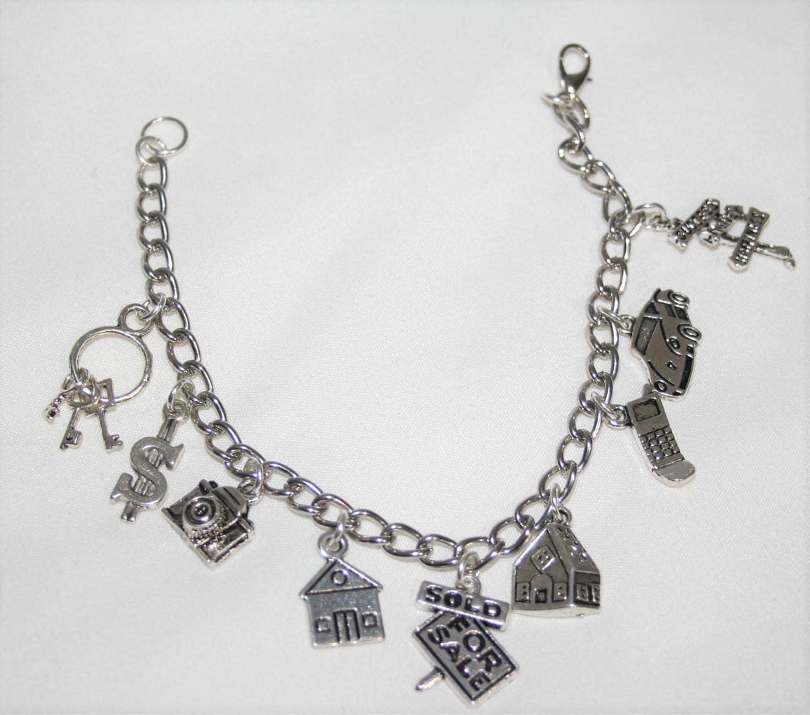 Realtor Charm Bracelet, Stainless Steel Realtor Bracelet, Real Estate ...