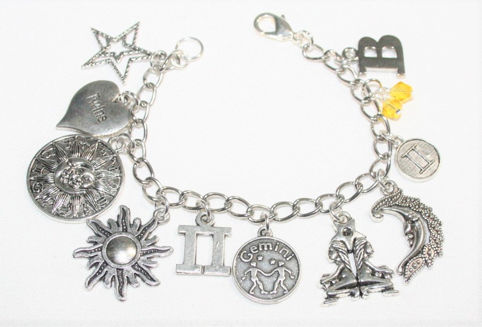 Gemini Charm Bracelet Stainless Steel Zodiac Charm Bracelet - Etsy