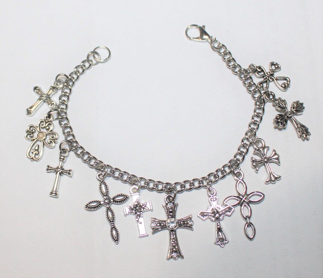 Create Your Own Cross Bracelet, Cross Charm Bracelet, Stainless Steel ...
