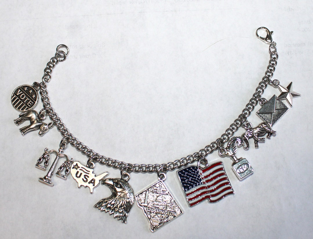 Washington DC Charm Bracelet, Stainless Steel Washington DC Bracelet ...