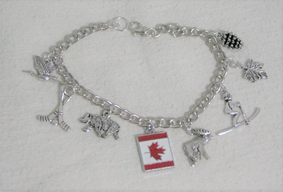 Canada Charm Bracelet Canadian Bracelet Canadian Maple Leaf | Etsy