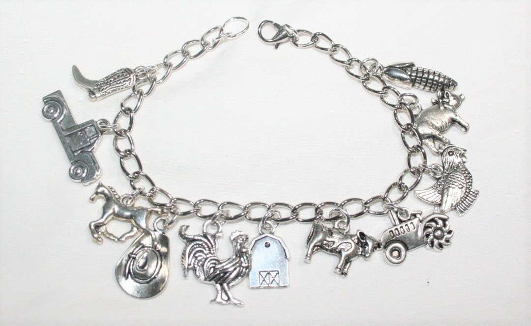 Create Your Own Farmer Bracelet, Farm Charm Bracelet, Stainless Steel ...