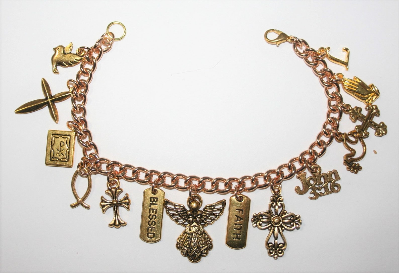 Christian Charm Bracelet Gold Toned Christian Charm Bracelet | Etsy