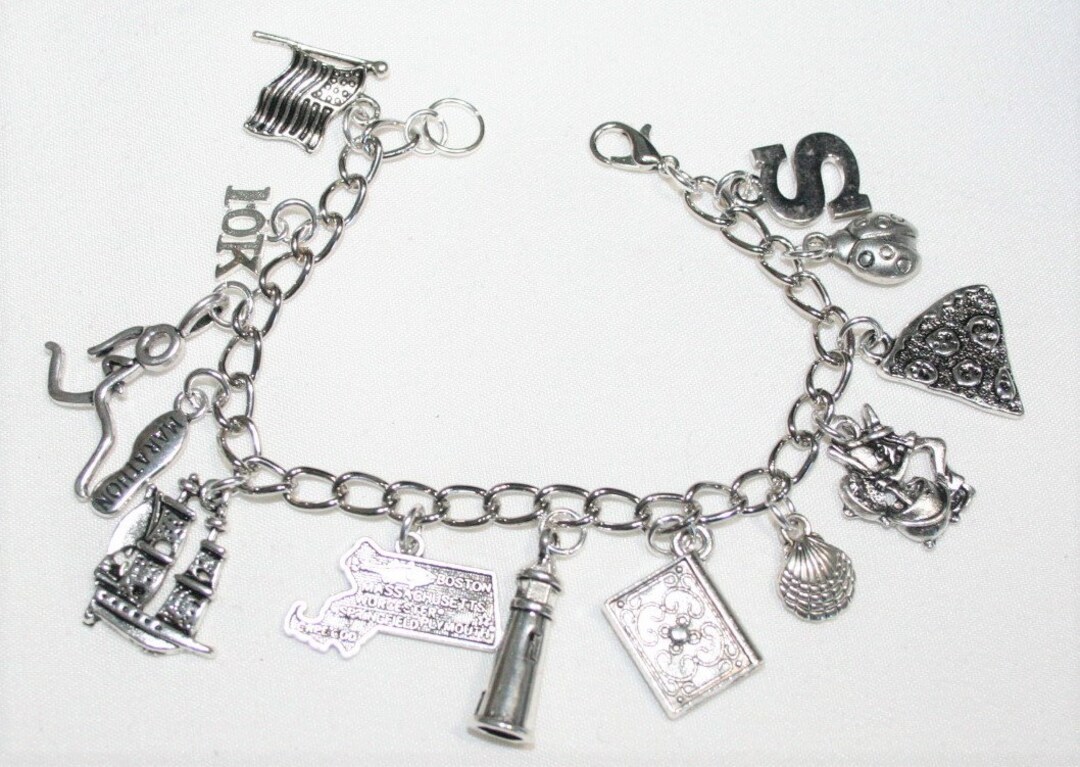 Massachusetts Charm Bracelet, Stainless Steel Massachusetts Bracelet ...